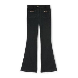 Motivi Femme, Jeans, Noir, Taille: 44 FR Jean Flare avec D&eacute;tails de Bascule en M&eacute;tal