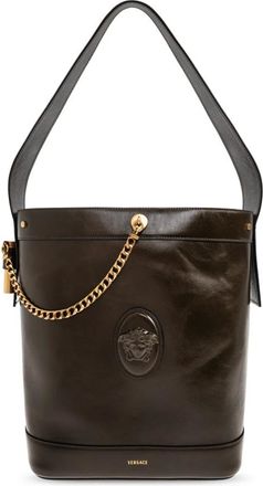 Versace Femme, Sacs, Brun, Taille: ONE Size Pivot Large Leather Bucket Bag