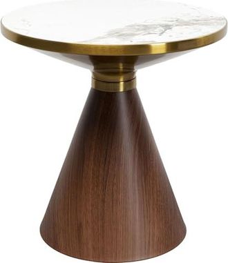 Kare Design Design Beistelltisch Cono Keramik, Braun, 50cm Durchmesser, Marmor Ablage, Hochwertiges Design, Kaffeetisch, Couchtisch, Wohnzimmertisch, Rund, Tischp