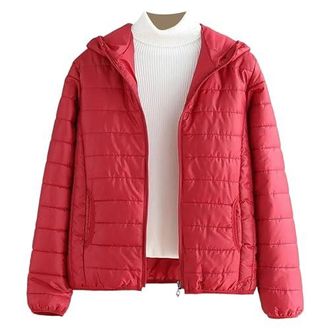 Generic Doudoune dhiver matelass&eacute;e l&eacute;g&egrave;re &agrave; capuche pour femme avec fermeture &eacute;clair int&eacute;grale et poches, rouge vin, XXL