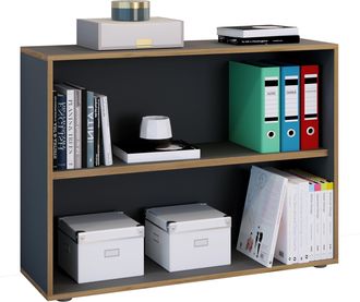 VCM Holzregal stehend | platzsparender Aktenschrank | Maße ca. H. 74 x B. 100 x T. 33 cm | Elegantes Regal | Büroregal - Salia 2fach B. 100 cm