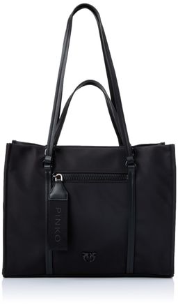 Pinko Damen Vagabond Shopper Recycled Nylon, Z99b_Schwarz Limousine Block Color