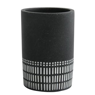 Spirella Gobelet Polyr&eacute;sine & Bambou Yuma Gris Fonc&eacute; & Blanc