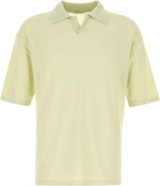 Auralee Homme, Tops, Vert, Taille: XL Polo en maille de laine teinte apr&egrave;s fabrication