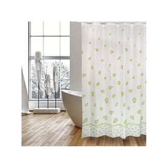 MSV Rideau de Douche Polyester Sea Snails 180X200cm QUALIT&Eacute; Premium Vert & Blanc - Anneaux Inclus