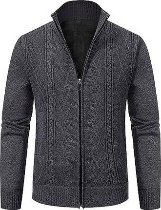 Generic Pull Sweater Col V pour Hommes en Maille Fine paisseur Moyenne Douce Chaud Hiver Doublure Polaire Peluche Confortable Pull-Over 2 Boutons Haut de Qual