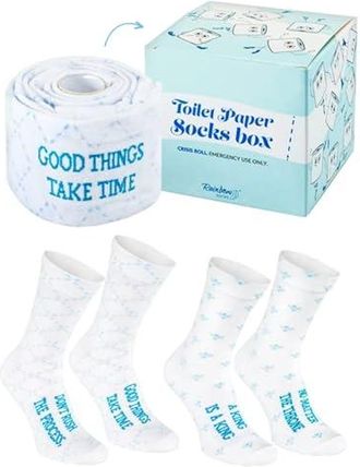 Rainbow Socks Femmes Hommes Chaussettes Coton Papier Toilette Cadeau 2 Paire - Taille 36-40