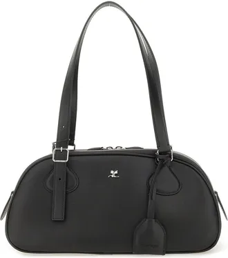 Courr&egrave;ges Womens Bowling Bag Friday Medium Black Main Material: Calf Leather Shoulder