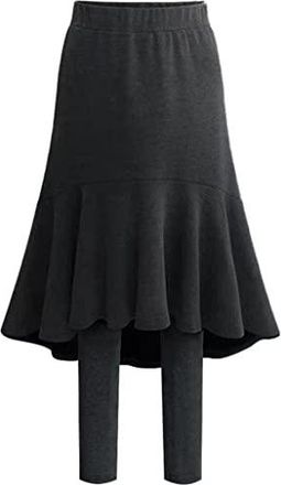 ORANDESIGNE Femmes Rétro Jupe Midi Filles Crayon Vintage Élasticité Jupe Mi-Longue Taille Haute en Patchwork Jupe Plissée Culotte Automne Hiver B Gris Foncé XXL