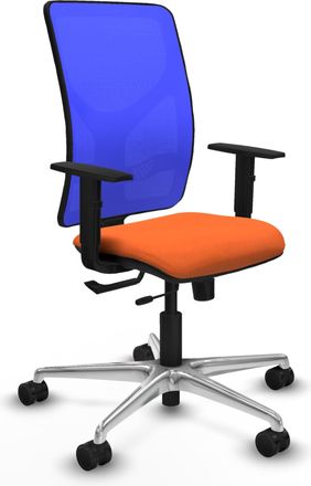 Piqueras y Crespo Lendenwirbelst&uuml;tzstuhl mit 1D-Armlehnen, ausgestattet mit Syncro/Traslack und Schneideschaum, mit Rollen von 65 mm, Nylon, Blau/Orange