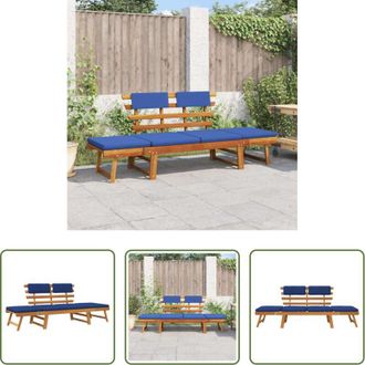 vidaXL Sonnenliege - Gartenbank mit Auflagen 2-in-1 190 cm Massivholz Akazie