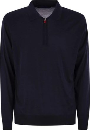 Kiton Homme, Tops, Bleu, Taille: M Pull &agrave; Manches Longues et Demi-Zip