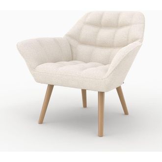 Rendez-Vous D&eacute;co Rendez-vous D&eacute;co - Fauteuil en tissu boucl&eacute; blanc - simba