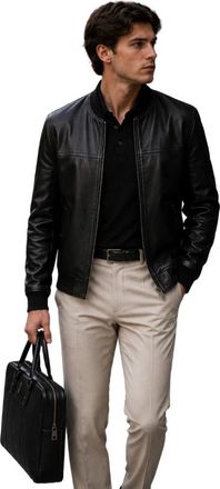 Dolce & Gabbana Homme, Vestes, Noir, Taille: XS Blouson aviateur en cuir dagneau