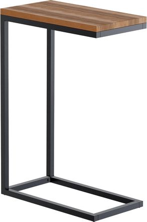 Clp Beistelltisch Manteo aus Eichenholz, eckiger Nachttisch, Sofatisch mit pulverbeschichtetem Metallgestell und Bodenschonern, Größe:46x25x67 cm