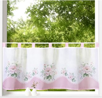 Heimtexland Scheibengardine Blumen Gardine Digitaldruck HxB 45x120 Fensterdekoration Oekotex Bistrogardine Typ789 Rose Altrosa