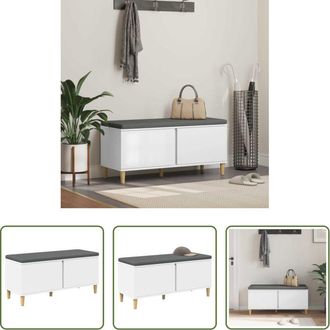 vidaXL vidaXL Sitzbank - Flurbank mit Kissen mit Speicher mit T&uuml;r Wei&szlig; 100 x 38 x 46 cm