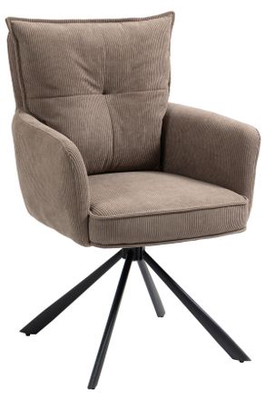 Novel Armlehnstuhl, Braun, Metall, Textil, Stativgestell, 60x95x67 cm, Handmade in China, Sitzfl&auml;che 180&deg; drehbar, Esszimmer, St&uuml;hle, Esszimmerst&uuml;hle, Armle