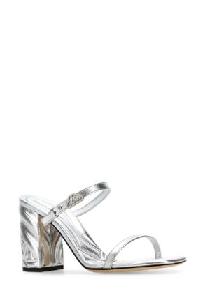 Alexander McQueen Womens Silver Leather Seal Mules Silversilver Sandali Sandal