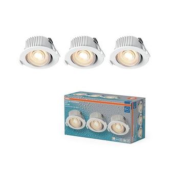 Osram Spot Set LED Einbaustrahler CCT IP44 4,9W Wei&szlig; 88mm, 3er Set Badezimmer Click-CCT, 290lm, 2700-6500K