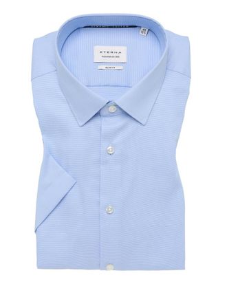 Eterna Unifarbenes Dynamic Cotton-Kurzarmhemd mit Kentkragen, Slim Fit in