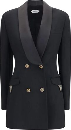 Versace Woll-Sakko mit doppelreihiger Knopfleiste - - Jackets - Damen - Schwarzk - M