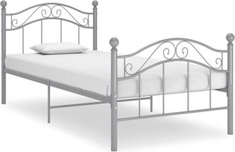 vidaXL Bett Grau Metall 90x200 cm Vidaxl