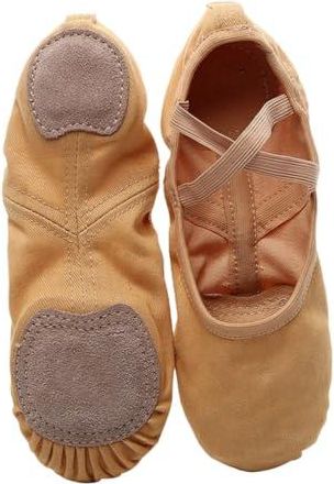 BESTONZON Pantoufles de Ballet pour Adultes Semelle Entièrement Extensible Antidérapante Tissu Élastique Camel Taille 44 Chaussures de Danse Professionnelles po