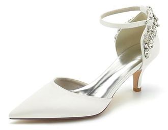 Minitoo MY040 Chaussures de mariée à talons bas avec bride pour femme, My040 Ivoire Talon 6 cm, 38.5 EU