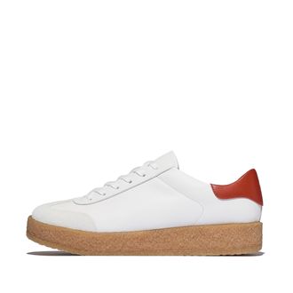 FitFlop Damen Rally T-Toe Leather Crepe Sneakers Sneaker, Urban White Terracotta, 40 EU