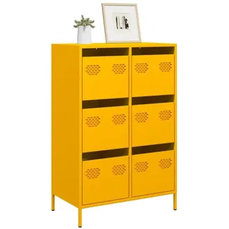 vidaXL Buffet haut jaune moutarde 68x39x101,5 cm acier - Vidaxl