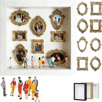 Generic Mini bo&icirc;te de silhouette de mus&eacute;e personnalis&eacute;e avec mini cadres et figurines dor&eacute;s, affichage photo cr&eacute;atif pour anniversaire, mariage ou souvenir de