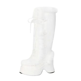 Generic JJDFW Bottes dhiver chaudes et moelleuses pour femme Bottes de neige en fausse fourrure &agrave; lacets Plateforme &eacute;paisse Femme Cosplay Chaussures de No&euml;l, 