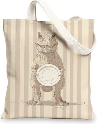 Generic Sacs fourre-tout en toile motif dinosaure, sacs de courses légers et réutilisables pour la plage, la salle de sport, les voyages, 33 x 38,1 cm