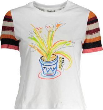 Desigual Femme, Tops, Blanc, Taille: 40 FR Short Sleeve T-Shirt