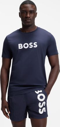 HUGO BOSS Strandshirt BOSS T-Shirt RN, Herren, Gr. XXL, blau (navy 413), Jersey, Obermaterial: 100% Baumwolle, bedruckt, unifarben, regular fit h&uuml;ftbedeckend, R