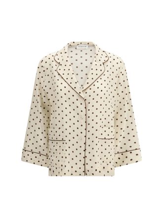 P.A.R.O.S.H. Womens Shirt Polka-Dot Silk Cream Print