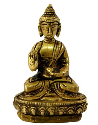 Guru Shop Buddha Statue aus Messing Amoghasiddhi Mudra 10 cm - Modell 3