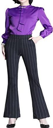 Byblos KMMBBTY Pantalon &eacute;vas&eacute; &agrave; rayures fines avec poches pour femme, Noir, XL