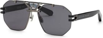 Philipp Plein Homme, Accessoires, Gris, Taille: 63 MM Spp077V Lunettes de soleil