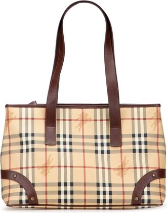 Burberry sac cabas en toile à motif Haymarket Check (2018-2025) - Marron