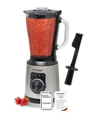 Cloer 6958 Standmixer mit 1,5 l Glasbeh&auml;lter und 6-fl&uuml;gligem Messer, Mixer mit Smoothie-, Ice-Crush-, Auto-Clean-Programmen & Puls-Funktion, stufenlos einst