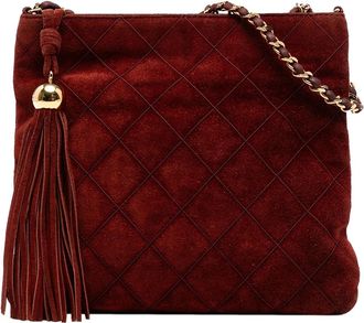 Chanel Hobo Bags - CC Quilted Suede Tassel Crossbody - Gr. unisize - in Rot - für Damen