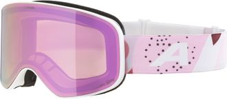 Alpina Slope Q-Lite - Stylische Skibrille für Damen und Herren, Anti-Fog, effektive Luftzirkulation, Verspiegelte Scheibe, white-rose matt/rose