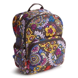 Vera Bradley Kleiner Banbury Hochwertiger Baumwolle Rucksack, Farbenfroher Blumenstrauß, Einheitsgröße
