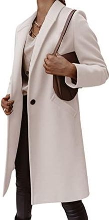 Onsoyours Femme Manteau à Col Montant Blazer Jacket Trench Coat Bouton de Mode Long Veste OL Vintage Chaud Manches Longues en Laine Cardigan Blouson Automne Hiv