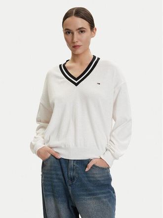 Tommy Jeans Pullover DW0DW22778 Wei&szlig; Regular Fit
