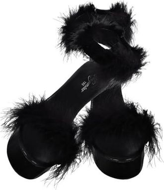 Valiclud Sandales à Talons Hauts pour Femmes, Cuir Synthétique, Plateforme Résistante Antidérapante, Femme, Usage Estival, Taille 41, Couleur Noire