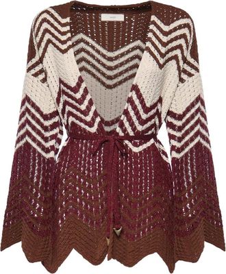 Akep Femme, Pulls, Rouge, Taille: 38 FR Chevron Cardigan