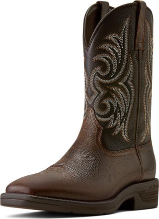 Ariat Mens Ranger Wide Square Toe Western Boots in Wicker Chocolate Smoke, D Medium Width, Size 44.5, by Ariat